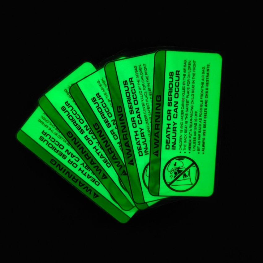 Customized Glowing Heat Transfer Warning Stickers | Glow-in-The-Dark ...
